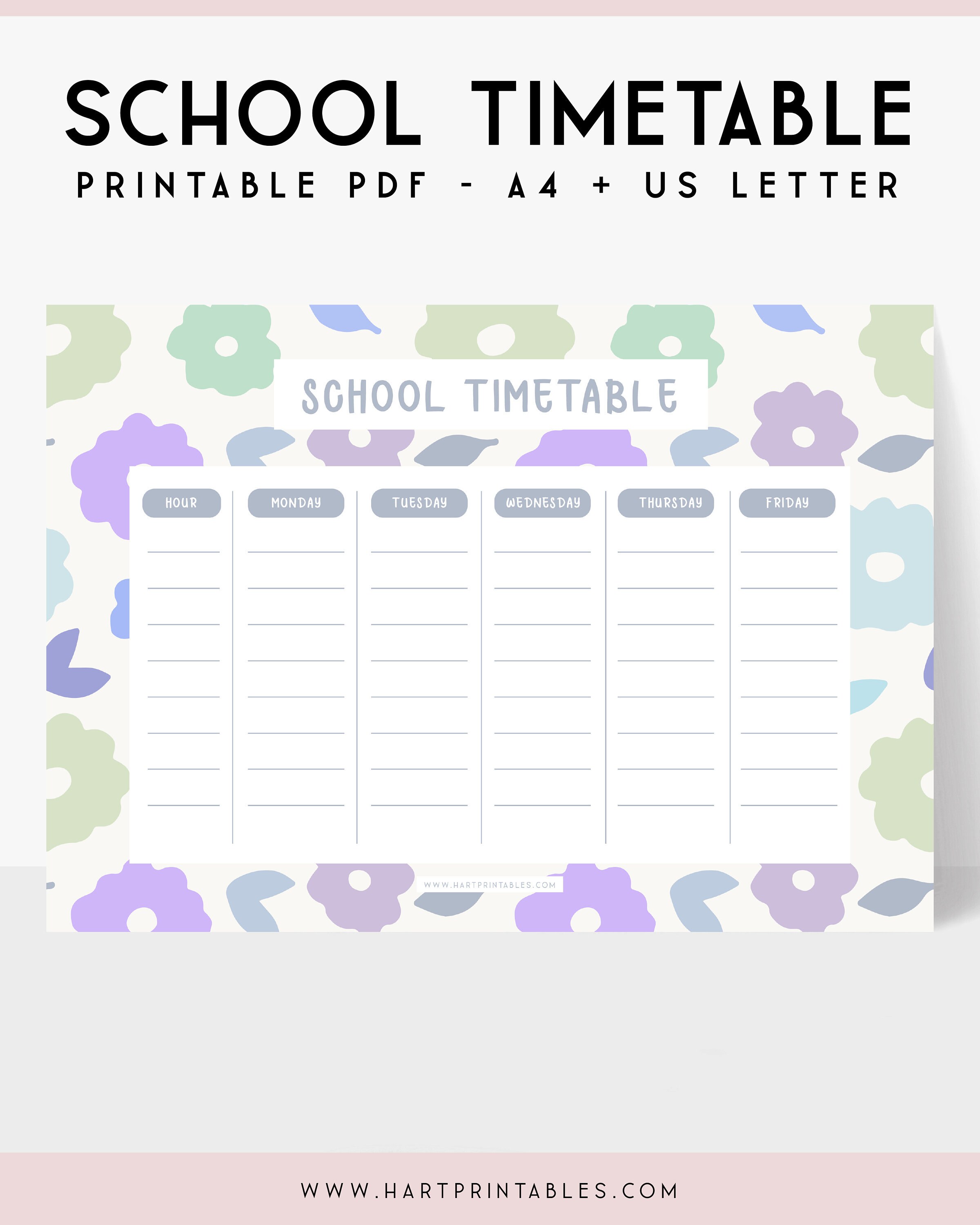 Paper A4 School Routine PRINTABLE School Chart Kids Home Schooling ...