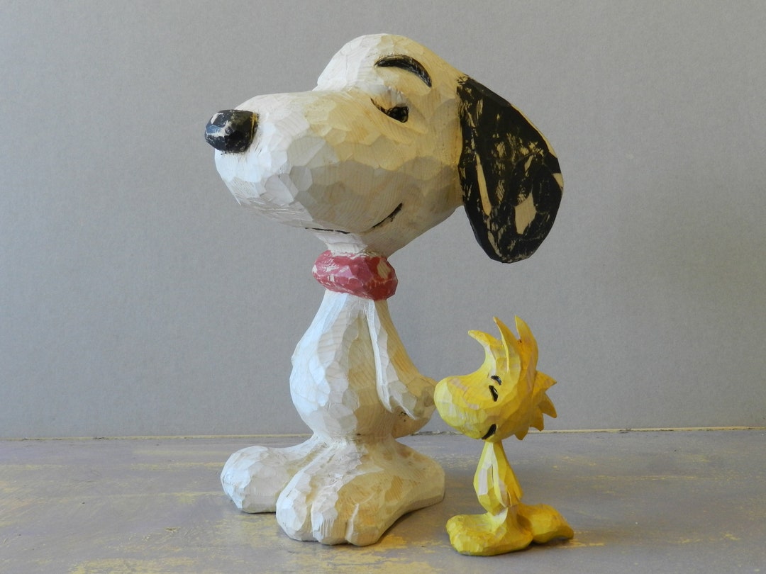 Snoopy and Woodstock Carved in Swiss Pine Wood - Etsy