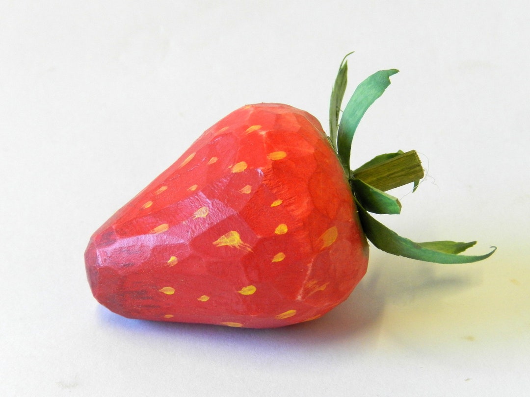 Hand-carved Pine Wood Strawberry - Etsy