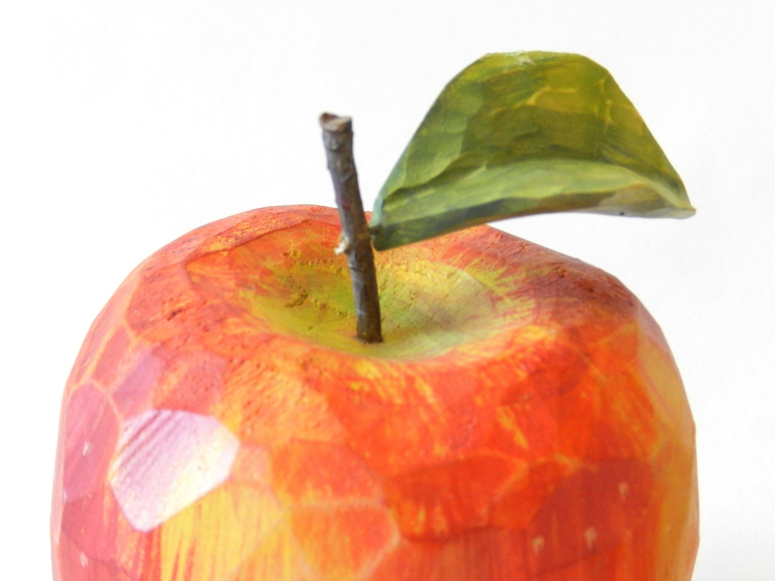 Apple and Half Apple Carved and Hand Painted in Pine Wood - Etsy