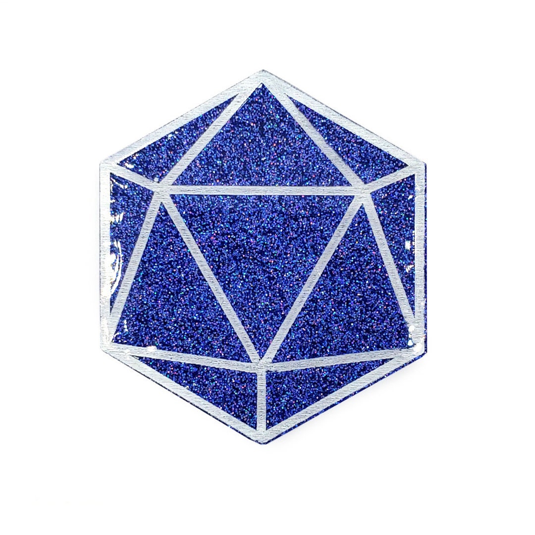 COSMIC D20 Dice Resin Phone Grip or Magnet Blue Rainbow Holo ...