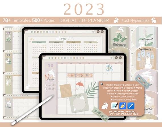 2022 Digital Planner Free Hyperlink For GoodNote Weekly, 53% OFF
