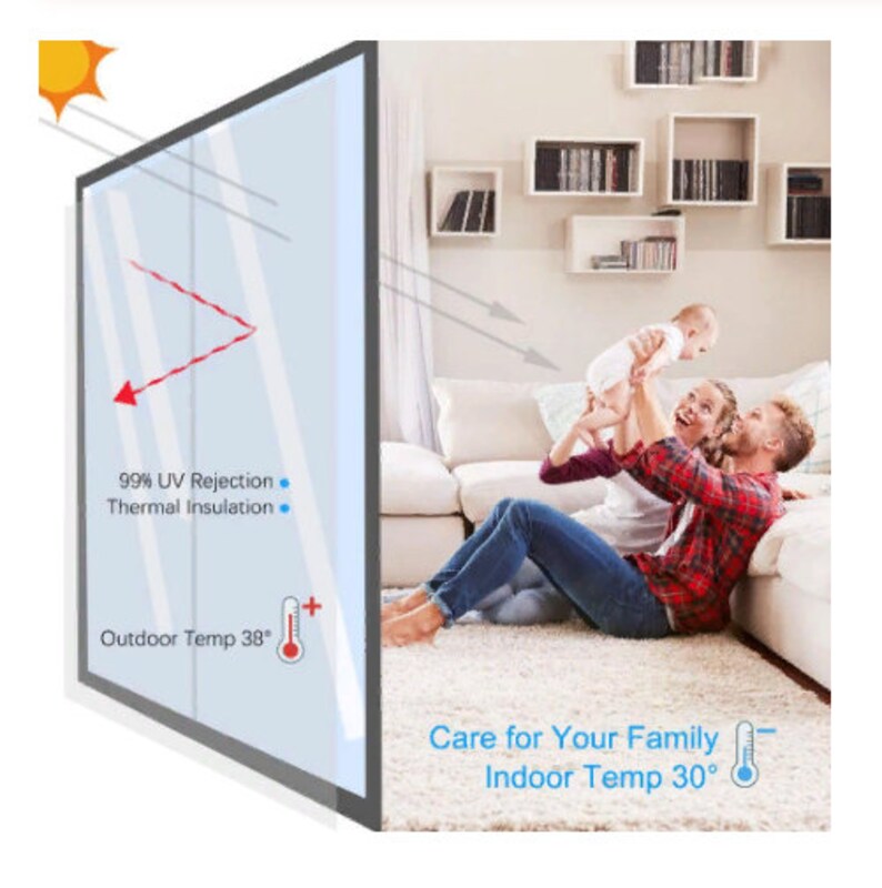 Privacy solar Window Film.Static Non-adhesive Sun Blocking | Etsy