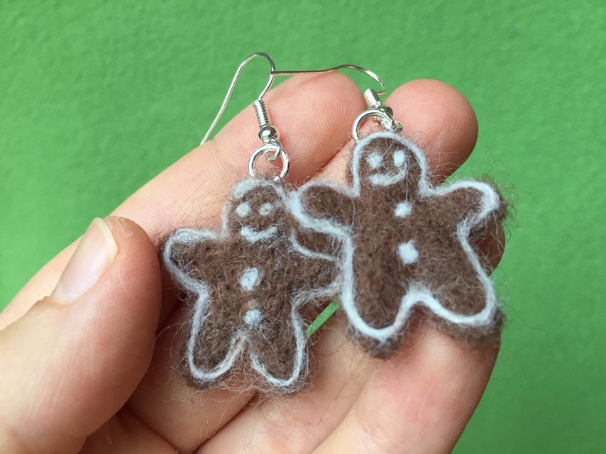 Little Gingerbread Man Earrings Gift Idea for Christmas - Etsy Denmark