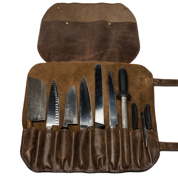 Leather Chef Knife Case Knife Roll Chef Bag Chef s Bag Leather Bag Chef s Gift Genuine Leather Roll Bag Chef s Roll Leather Bag Etsy Ireland