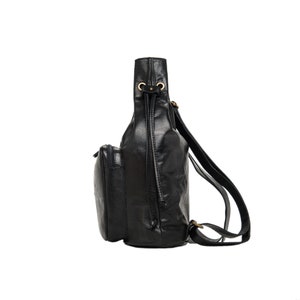 Leather Backpack / Bucket Bag, Vintage Pouch Bag, Genuine Leather ...