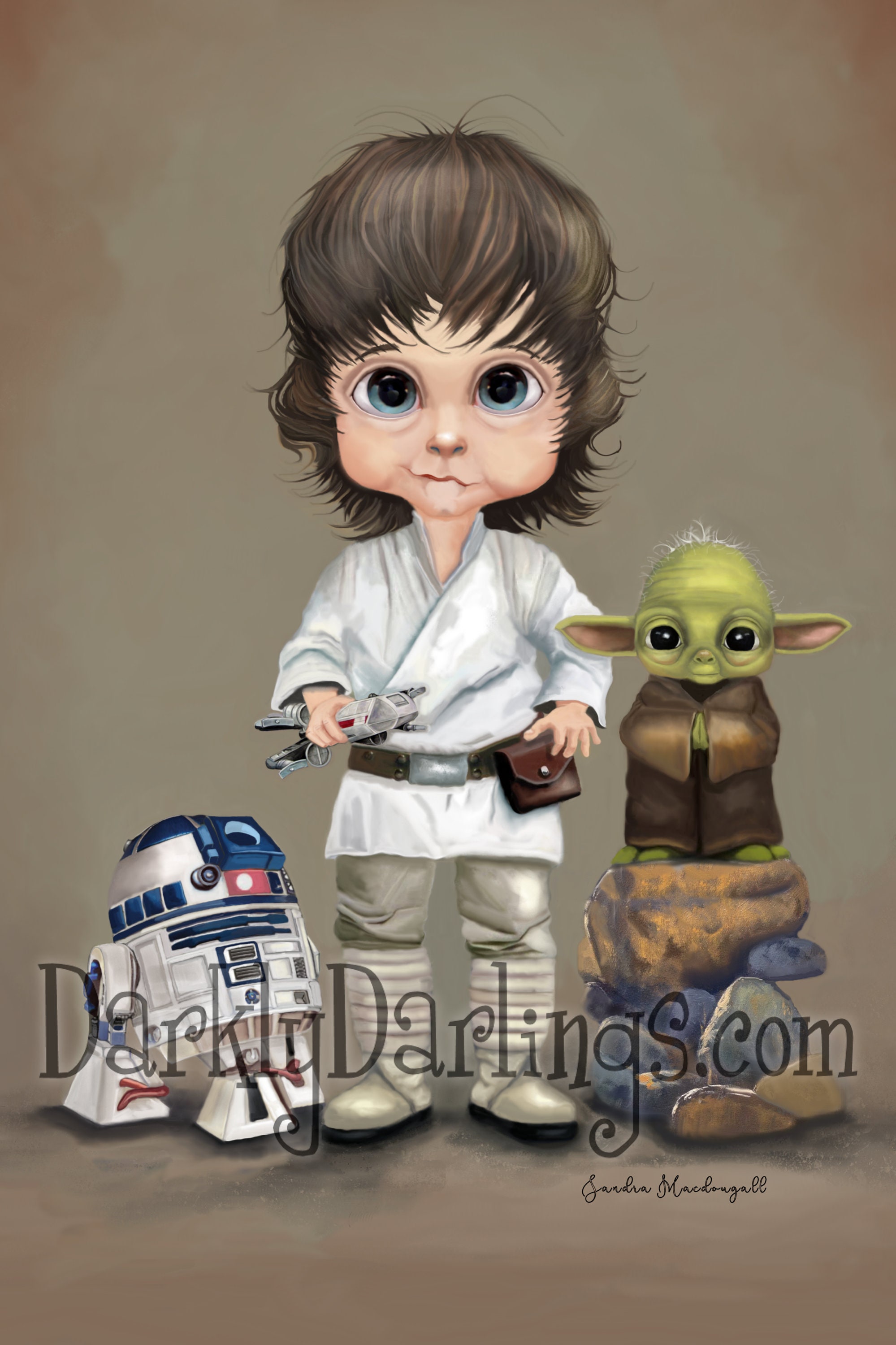 Cute Luke Skywalker Art / Star Wars Decor - Etsy Denmark