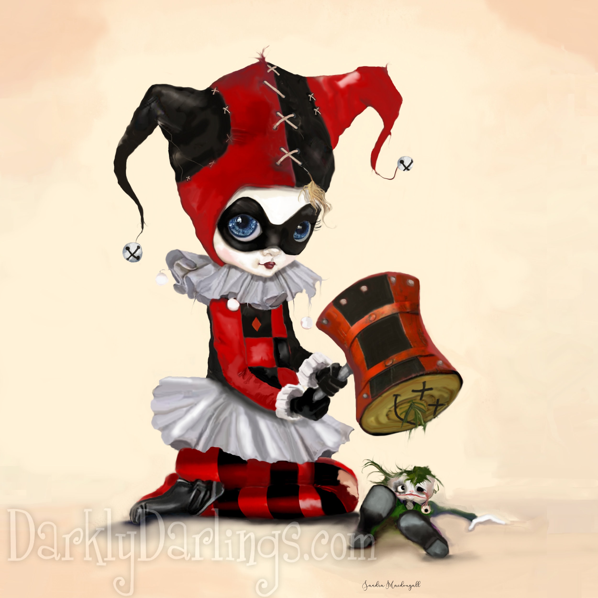 Cute Classic Harley Quinn Art / Geeky Decor - Etsy