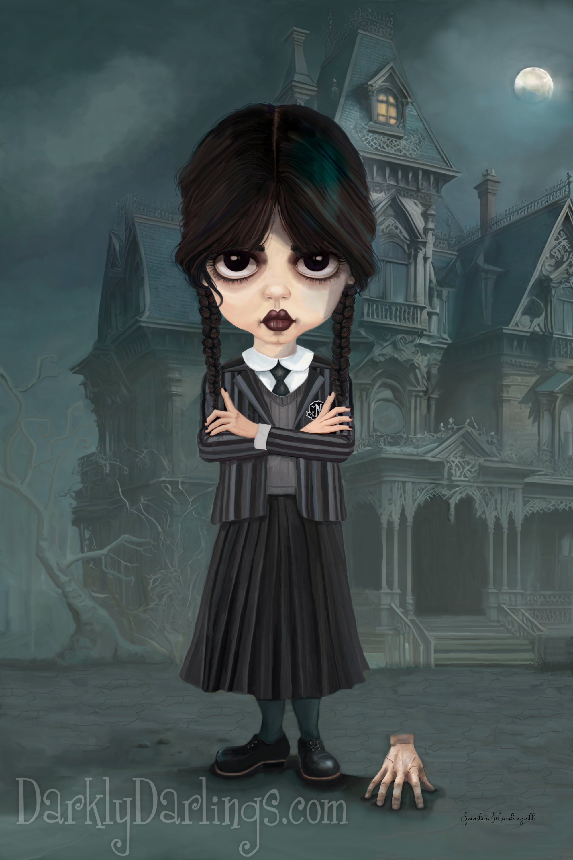 Cute Wednesday Addams netflix Art / Tim Burton Decor - Etsy
