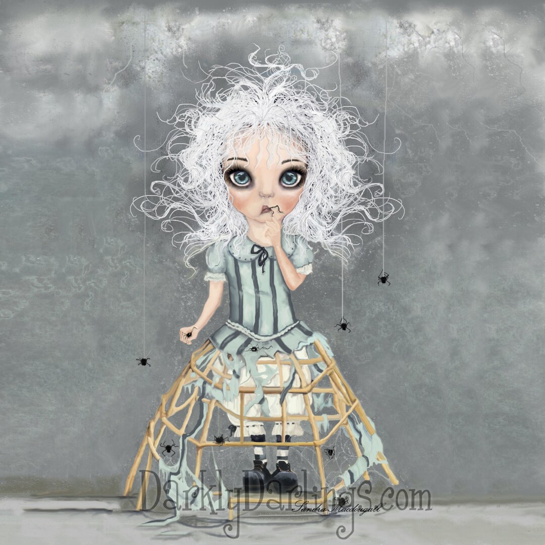 Cute Horror Girl Spiders Art / Victorian Goth Decor JUBILADO - Etsy España