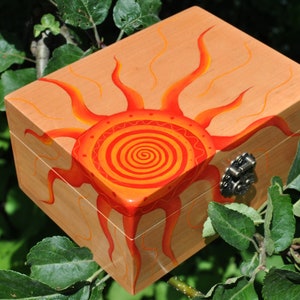 Wooden Jewelry Box, Tarot Box, Tarot Deck Box, Celestial Decor, Sun Box ...