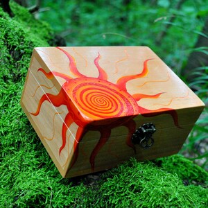 Wooden Jewelry Box, Tarot Box, Tarot Deck Box, Celestial Decor, Sun Box ...