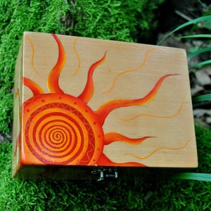 Wooden Jewelry Box, Tarot Box, Tarot Deck Box, Celestial Decor, Sun Box ...