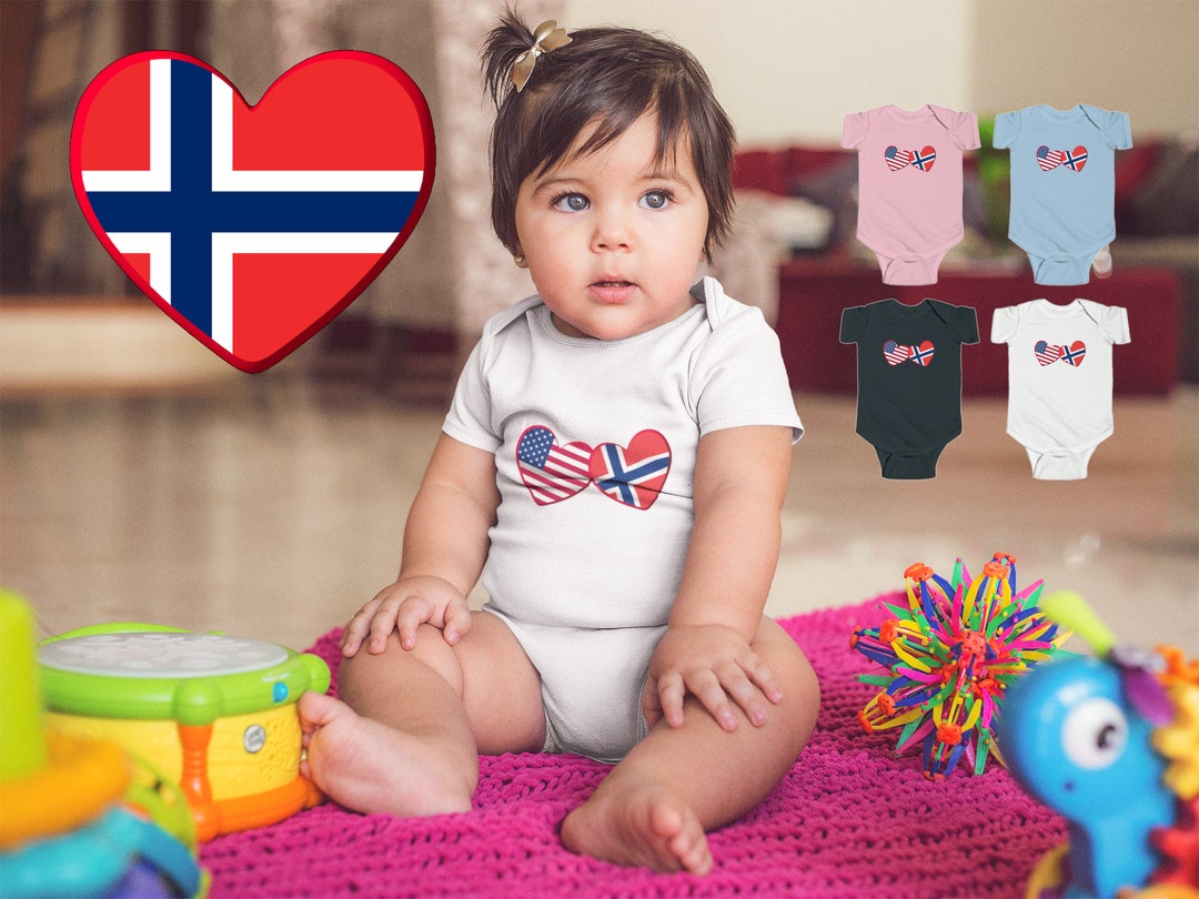 Norway - Norwegian and American Infant Bodysuit Baby Romper - Etsy