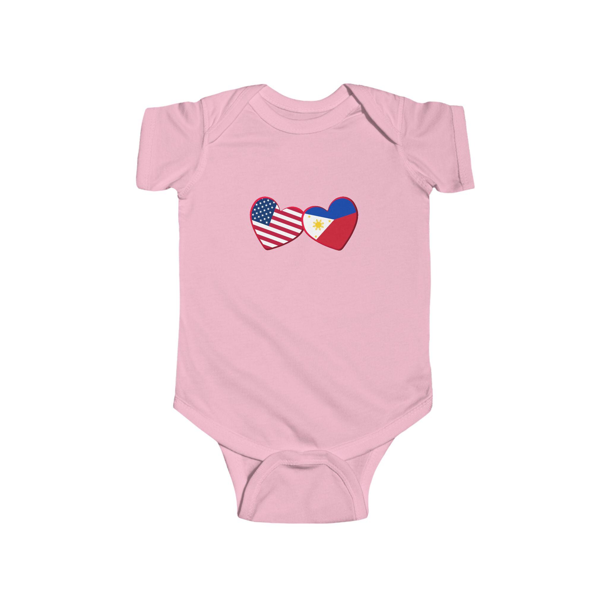 Filipino American Flag Hearts Baby Bodysuit, Dual Heritage Baby Gift ...