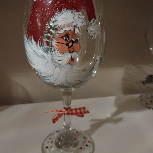 Hand Painted Christmas Wine Glasses - Etsy