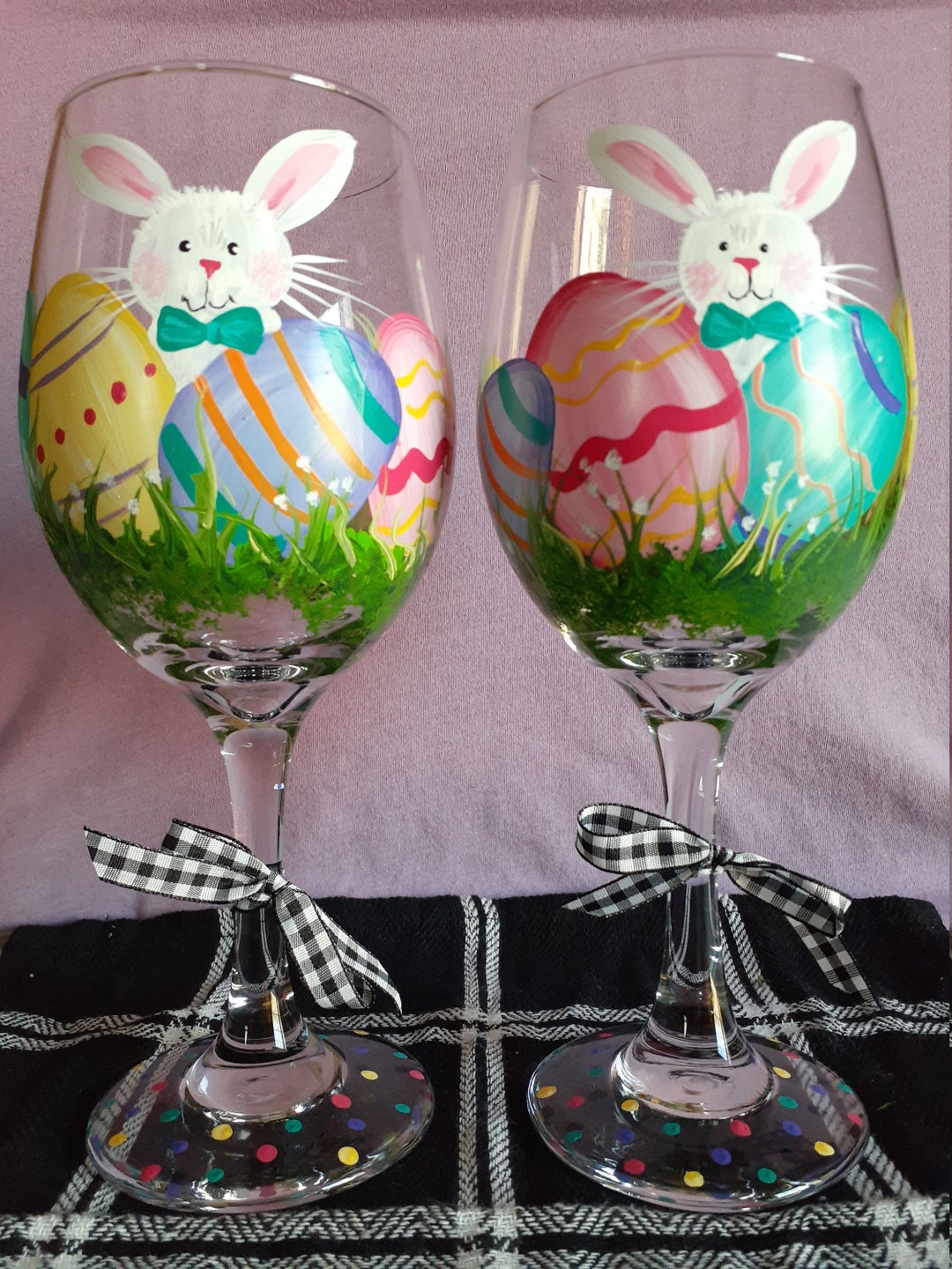 Easter Bunny Wine Glass Set - Etsy