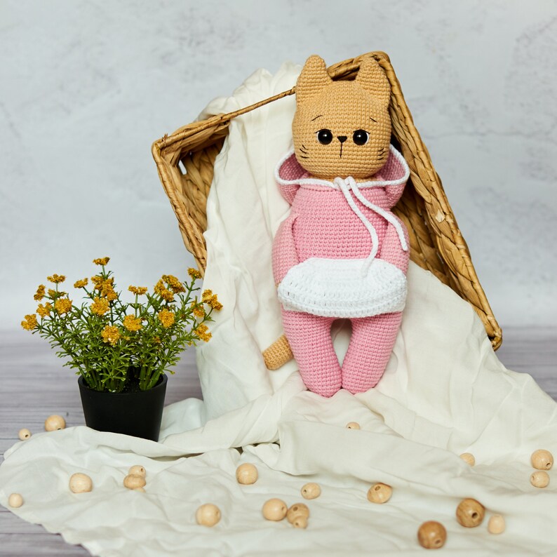 PDF Pattern Set: Crochet Cat & Rattle. Amigurumi Kitty Toy, Newborn ...