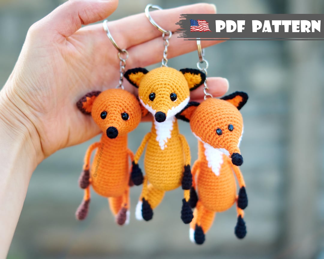 Crochet PATTERN Keychain Fox. Amigurumi Pattern Crochet She-fox Key ...