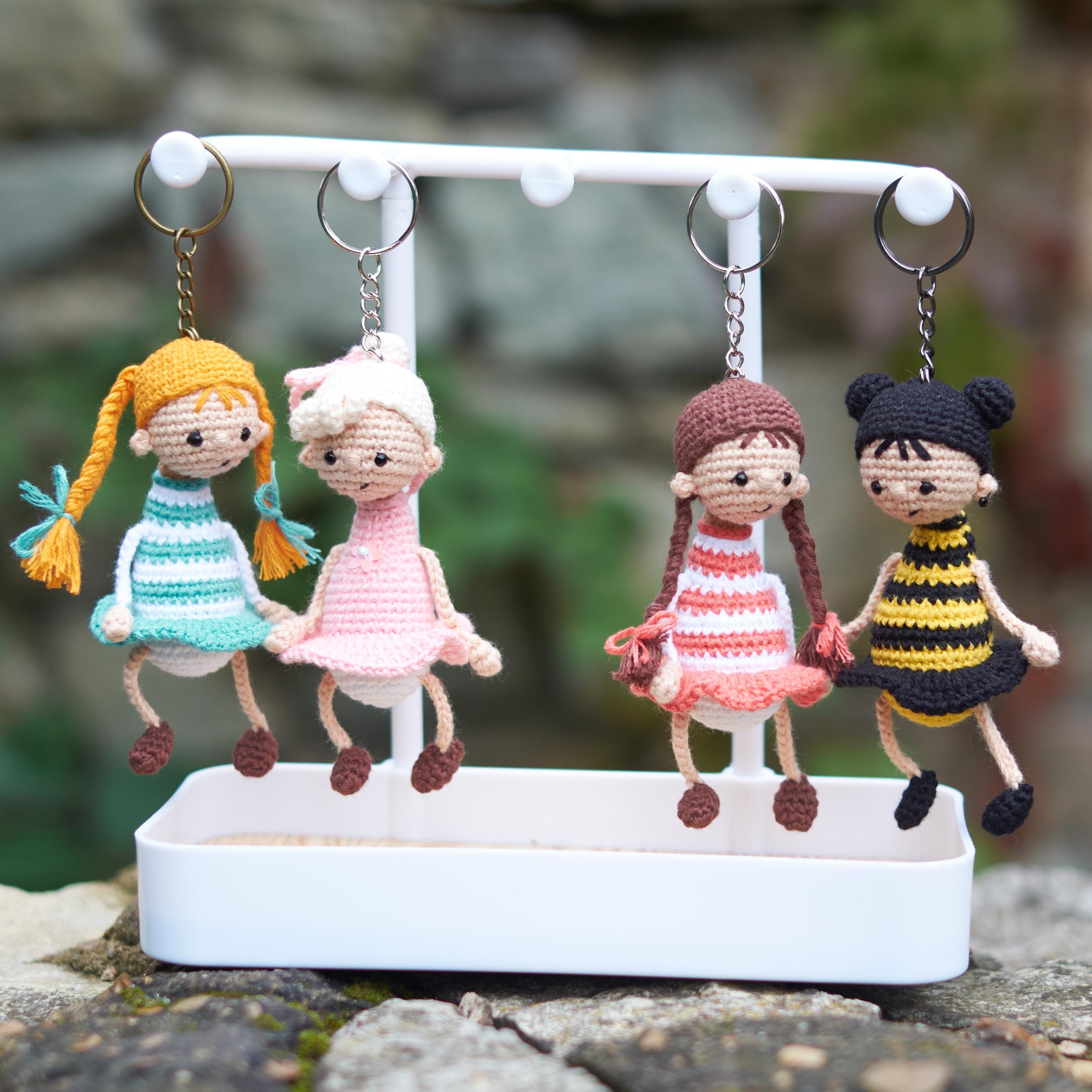 PDF Pattern: Crochet Doll Keychain. Amigurumi Girl Keyring With ...