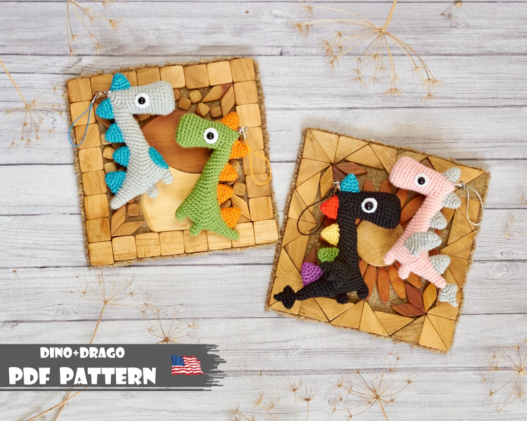 Crochet PATTERN Dragon and Dinosaur. Amigurumi Keychain Pattern ...