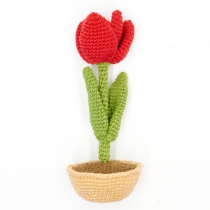 Crochet PATTERN Tulip in a Pot. Amigurumi Pattern Red Flower. Crochet ...