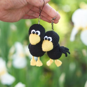 PDF Pattern: Crochet Crow Keychain. Amigurumi Raven Keyring Bird Toy ...