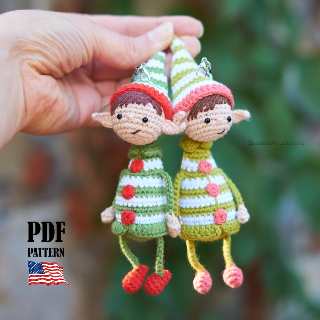 PDF Pattern: Christmas Elf Keychain. Crochet Amigurumi Gnome, X-mas ...