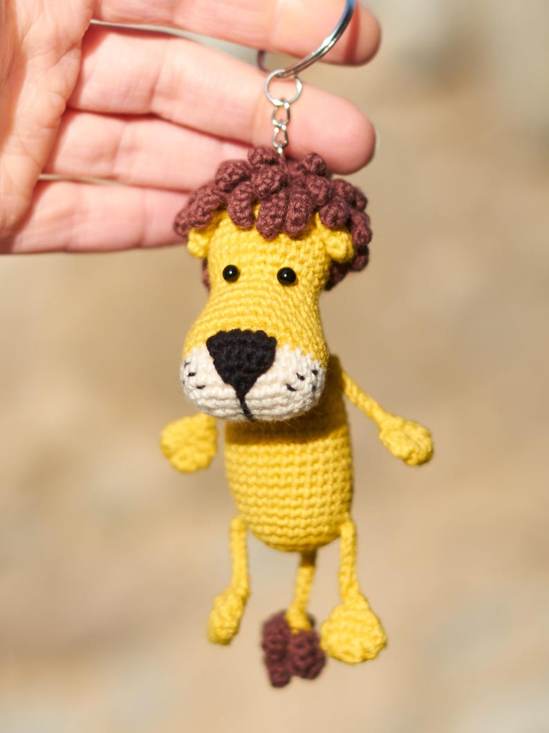 Crochet Lion Keychain PATTERN: Amigurumi Lionet Keyring. Zodiac Sign of ...