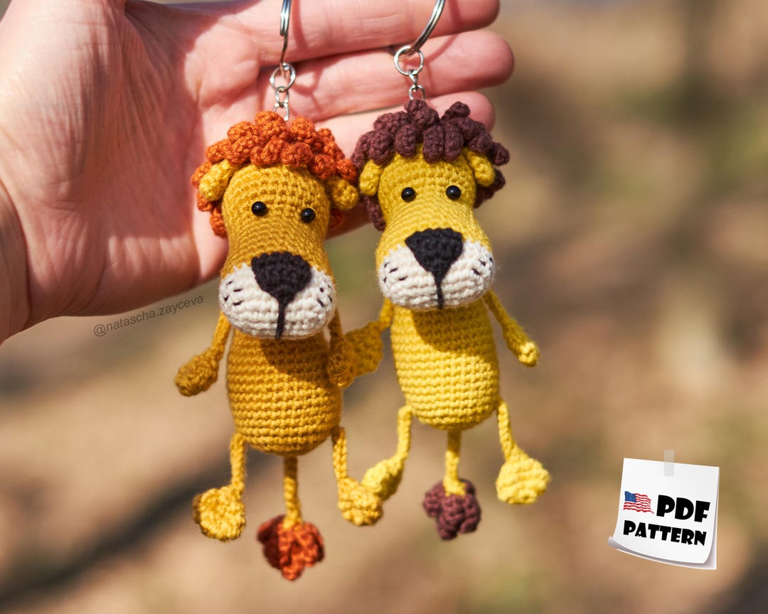 Crochet Lion Keychain PATTERN: Amigurumi Lionet Keyring. Zodiac Sign of ...