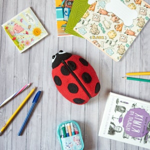 Pencil Case Ladybug Crochet PATTERN. Crochet Pencil-box. Handmade Pen ...
