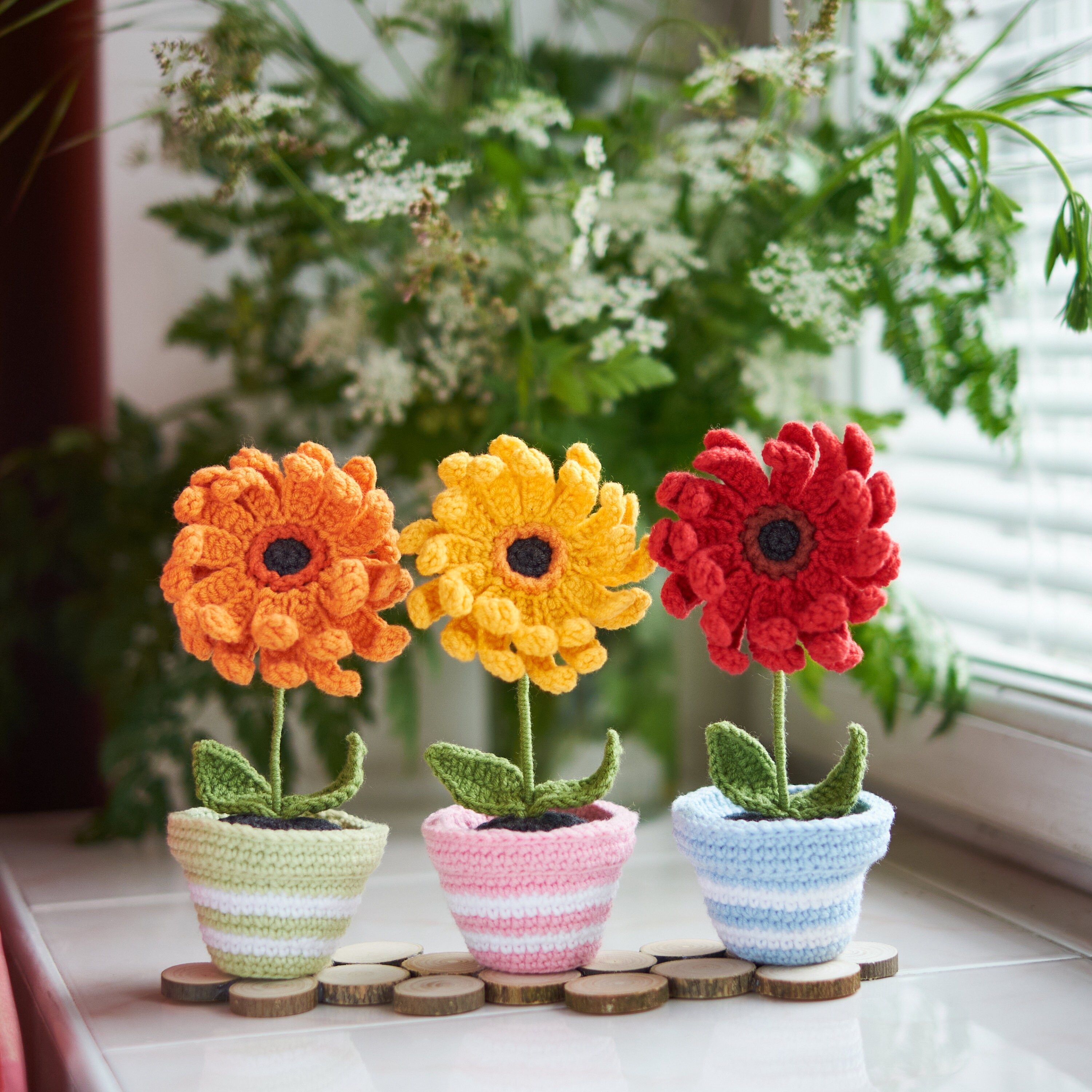 PDF Pattern: Crochet Flower in a Pot. Amigurumi Home Decor. Red, Yellow ...