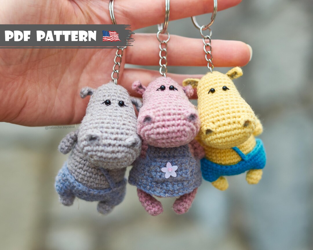 Crochet PATTERN Keychain Hippo. Amigurumi Pattern Hippopotamus ...