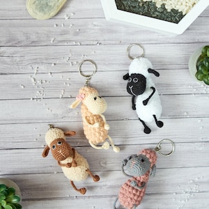 PDF Crochet Pattern Sheep Keychain. Amigurumi Keyring Lamb Animal Toy ...