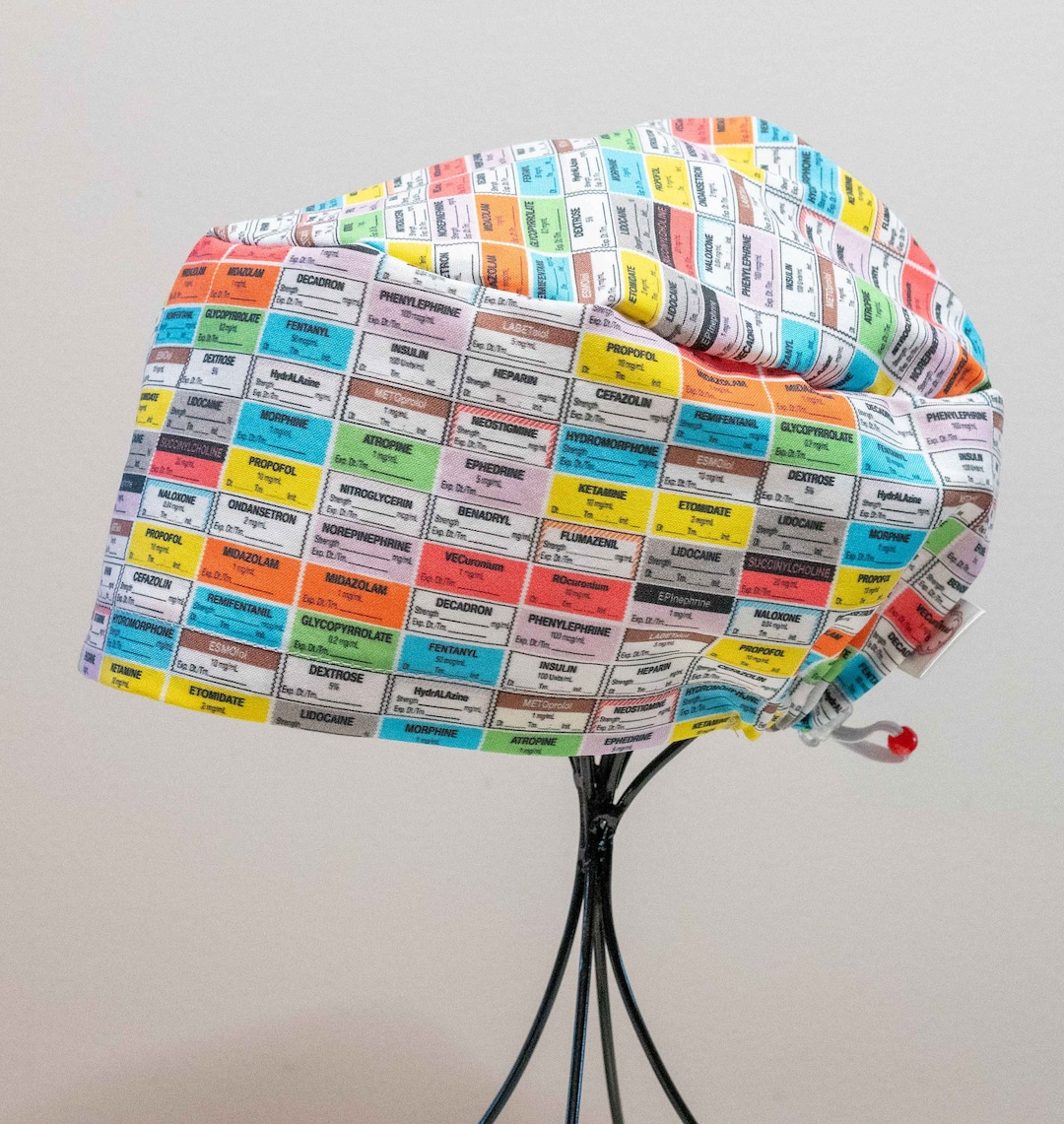 Women’s Drug Labels Toggle-back Scrub Hat or Surgical Cap All Cotton ...
