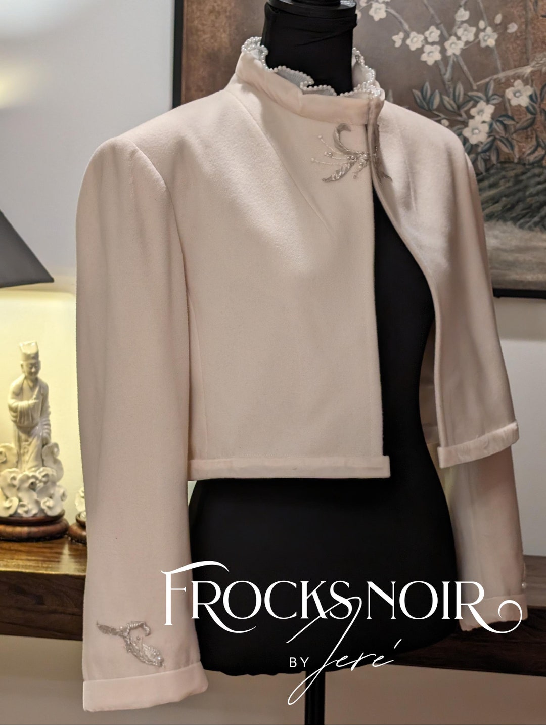 White Wedding Jacket, Romantic Victorian Bridal Frock, Formal Evening ...