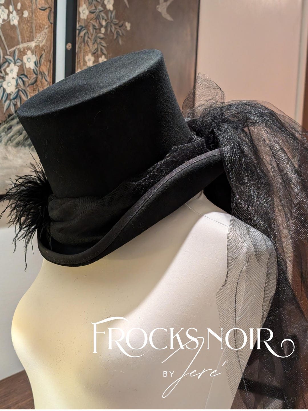Black Top Hat, Stevie Nicks Style, Wedding Alternative Hat, Festival ...
