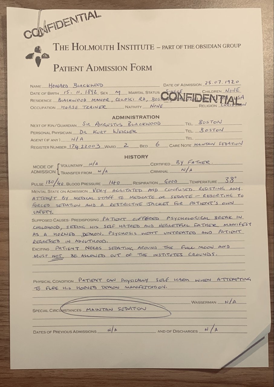 TTRPG asylum Patient File Bundle Hand Made Props Using - Etsy