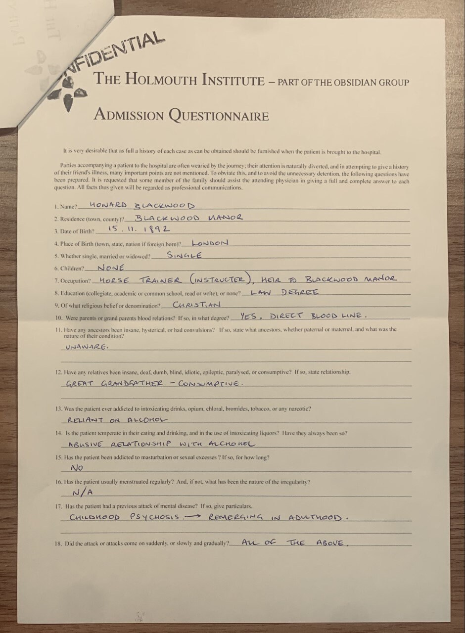 TTRPG asylum Patient File Bundle Hand Made Props Using - Etsy