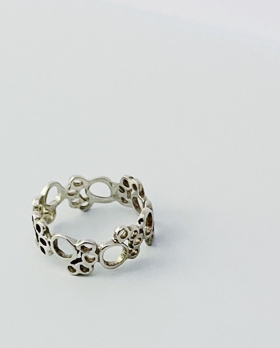 Paw Print Ring Dog Cat Sterling Silver Stacking Ring - Etsy