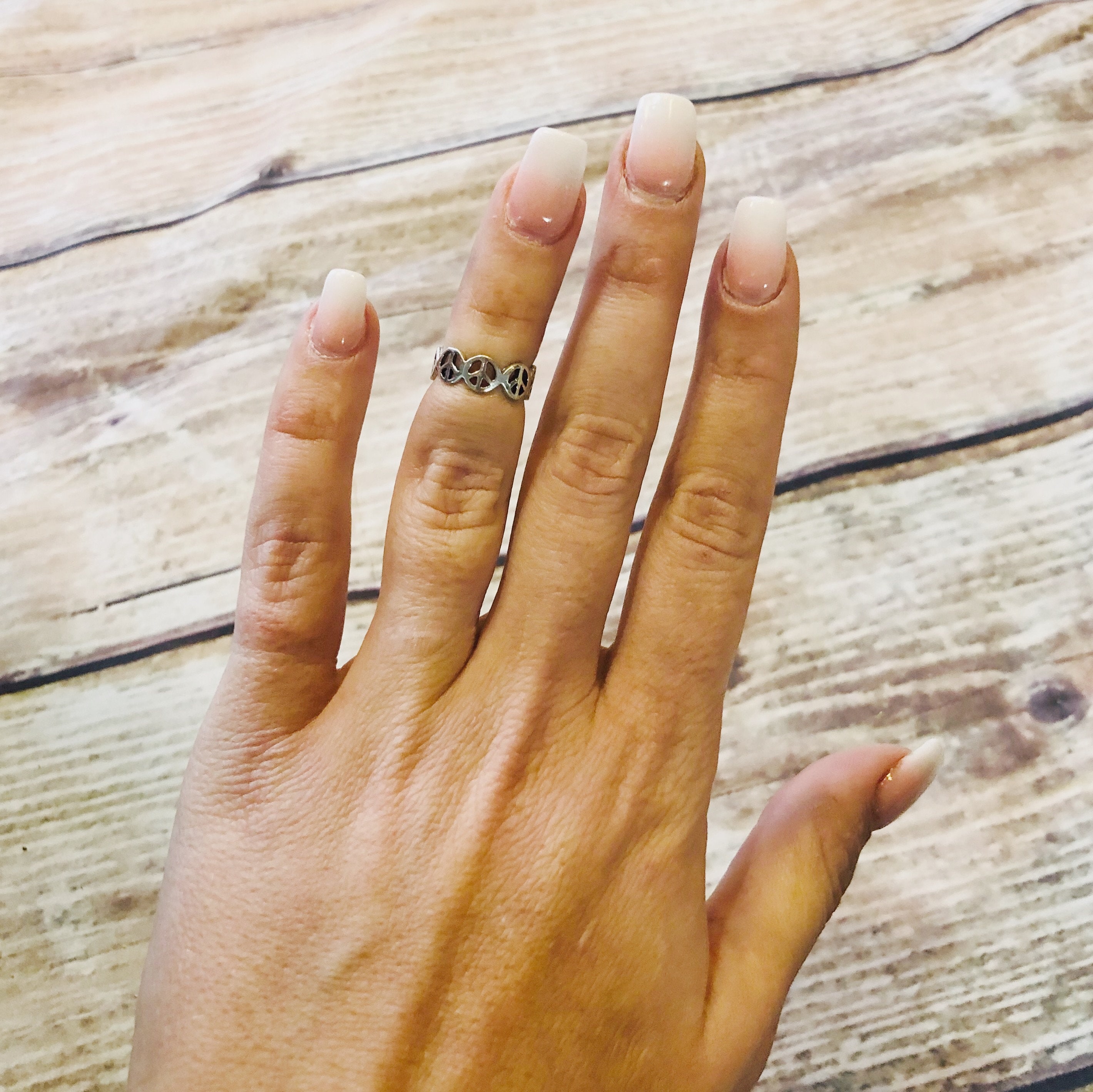 Peace sign Ring Sterling Silver Stacking Ring pinkie Ring | Etsy
