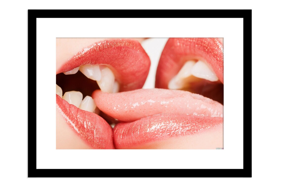 Sexy Women Red Lips And Tongue Seductively Kissing Etsy