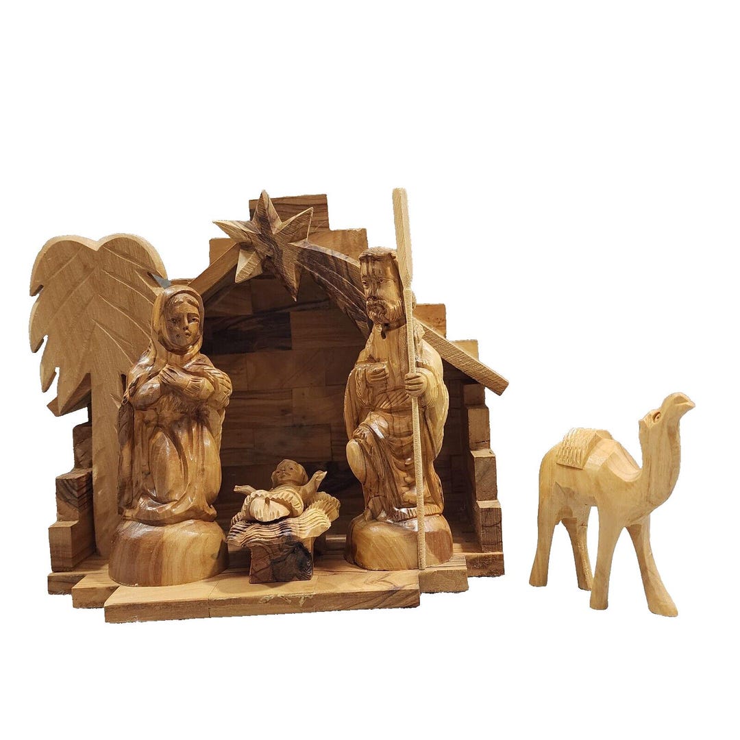 Wood Hand Carved NATIVITY 6 Piece Set Wooden Artisan Hand Made ...
