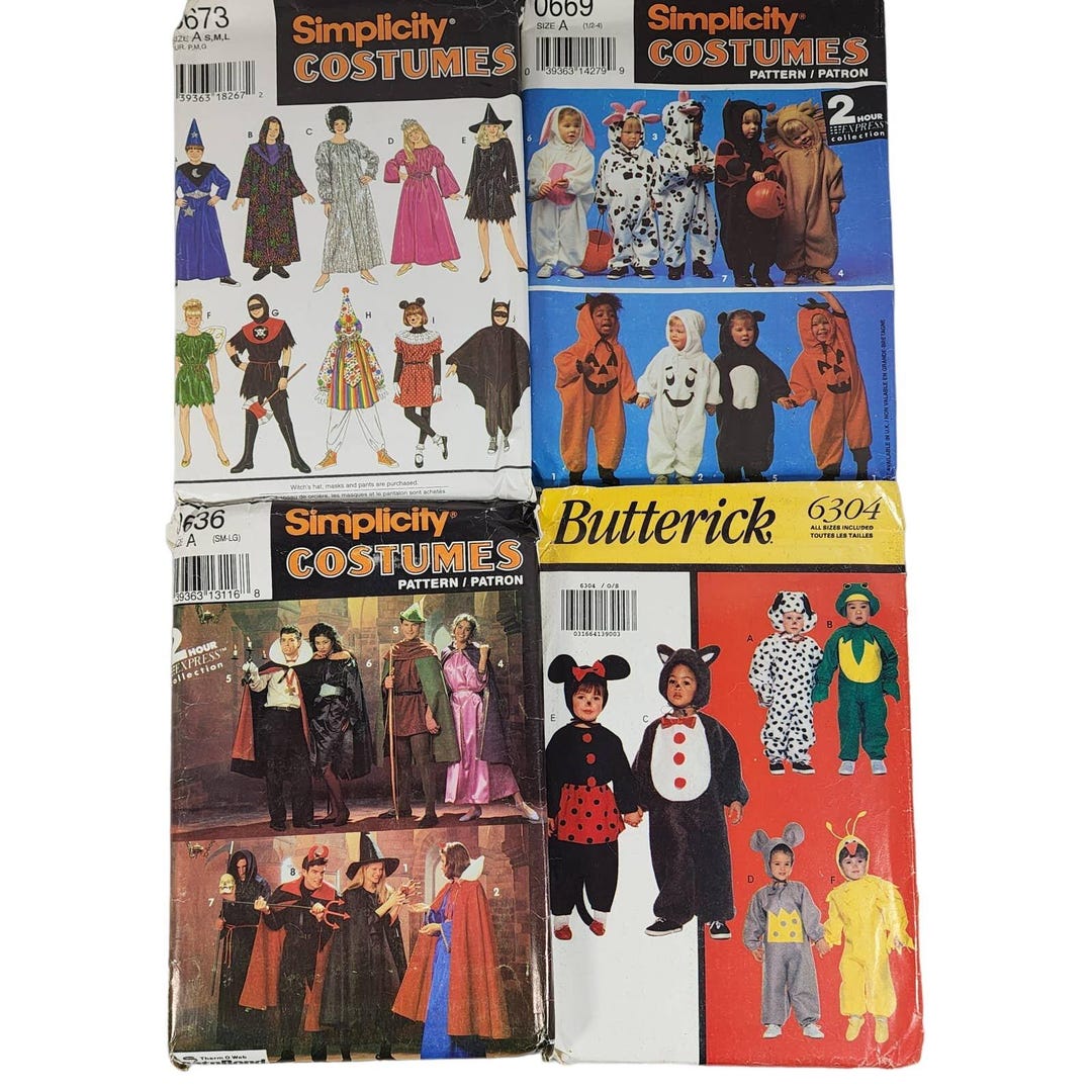 Mixed Halloween Costumes Patterns Various Sizes Lot of 4 Vintage 1990s ...