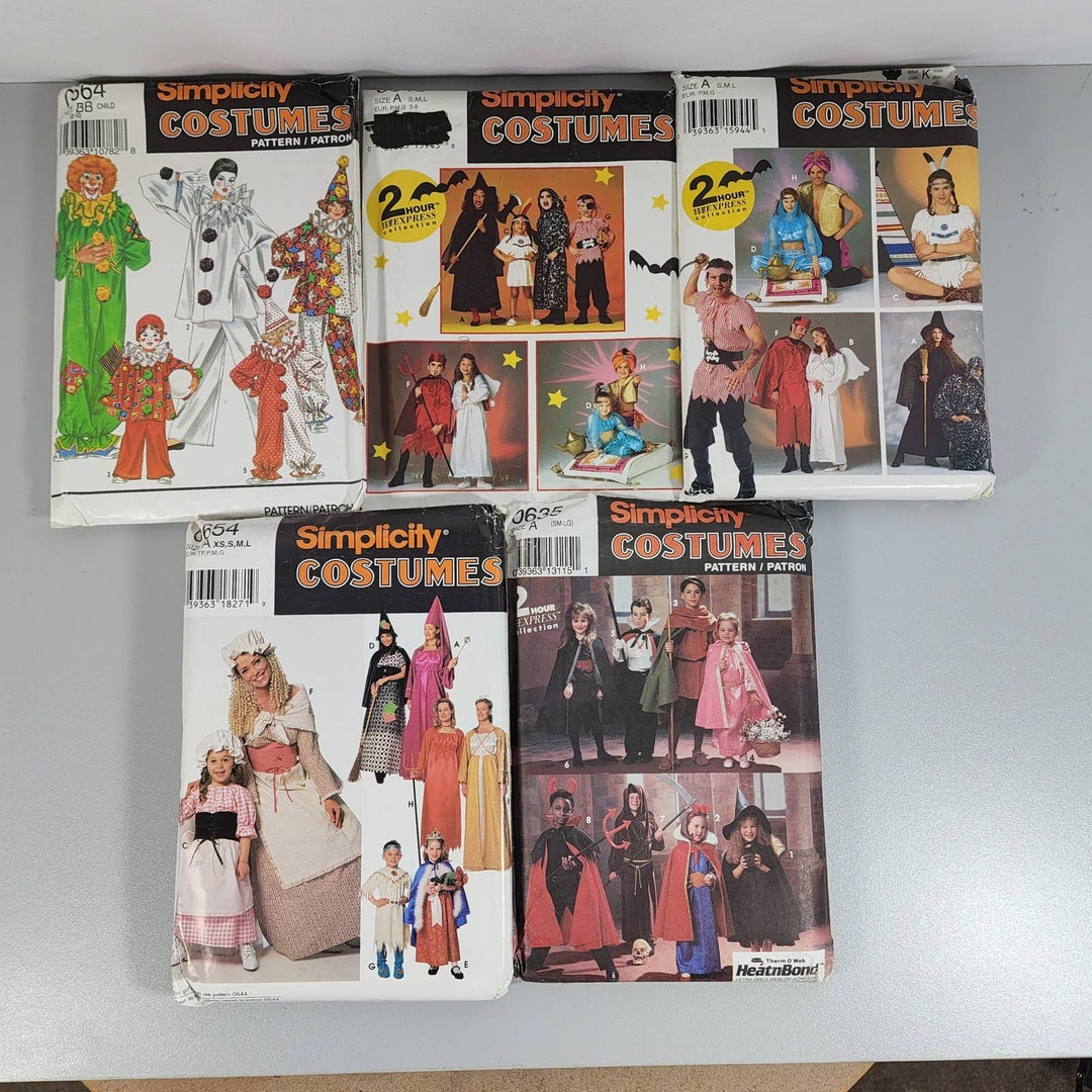 Simplicity Child Halloween Costumes Patterns Sizes A & BB Lot of 5 ...