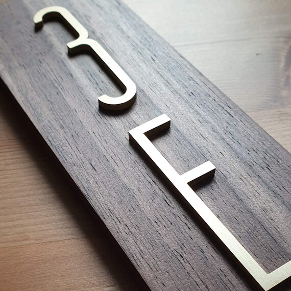 Custom Made Walnut Wooden Door Sign. Art Deco Gold Lettering | Etsy