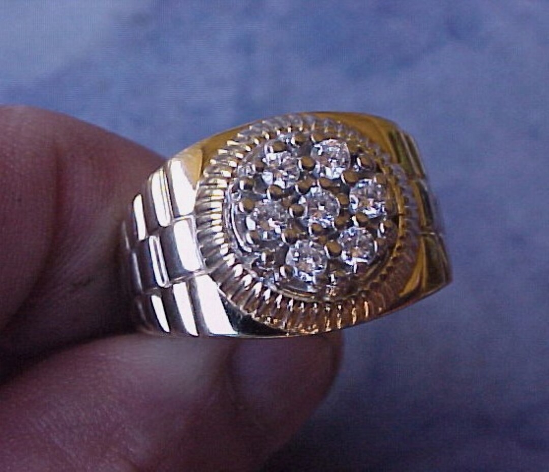 Presidential Designed 14 Karat White and Yellow Gold and Diamond Ring ...