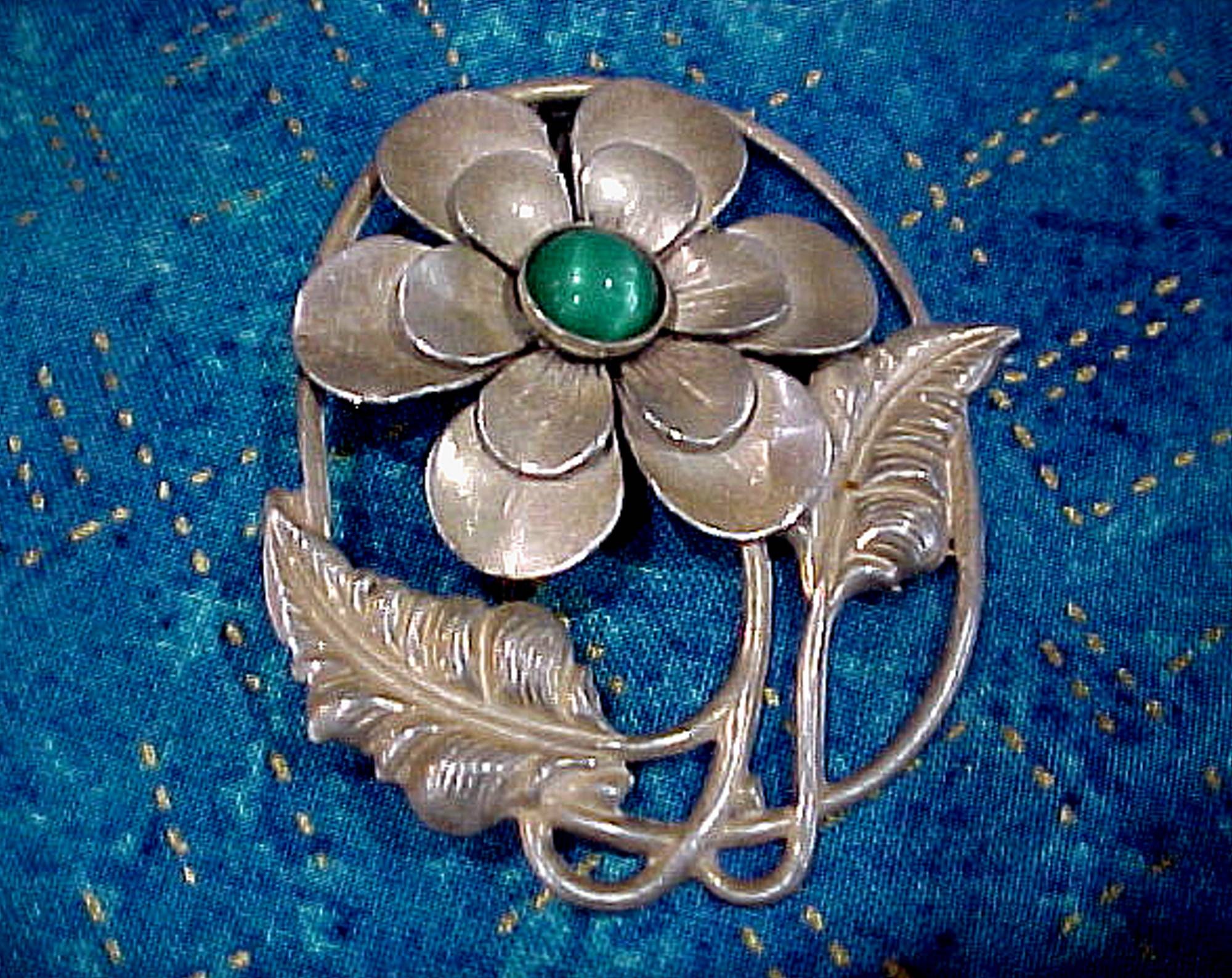 Large Vintage Unsigned Artist Floral Sterling Silver Pin - Etsy