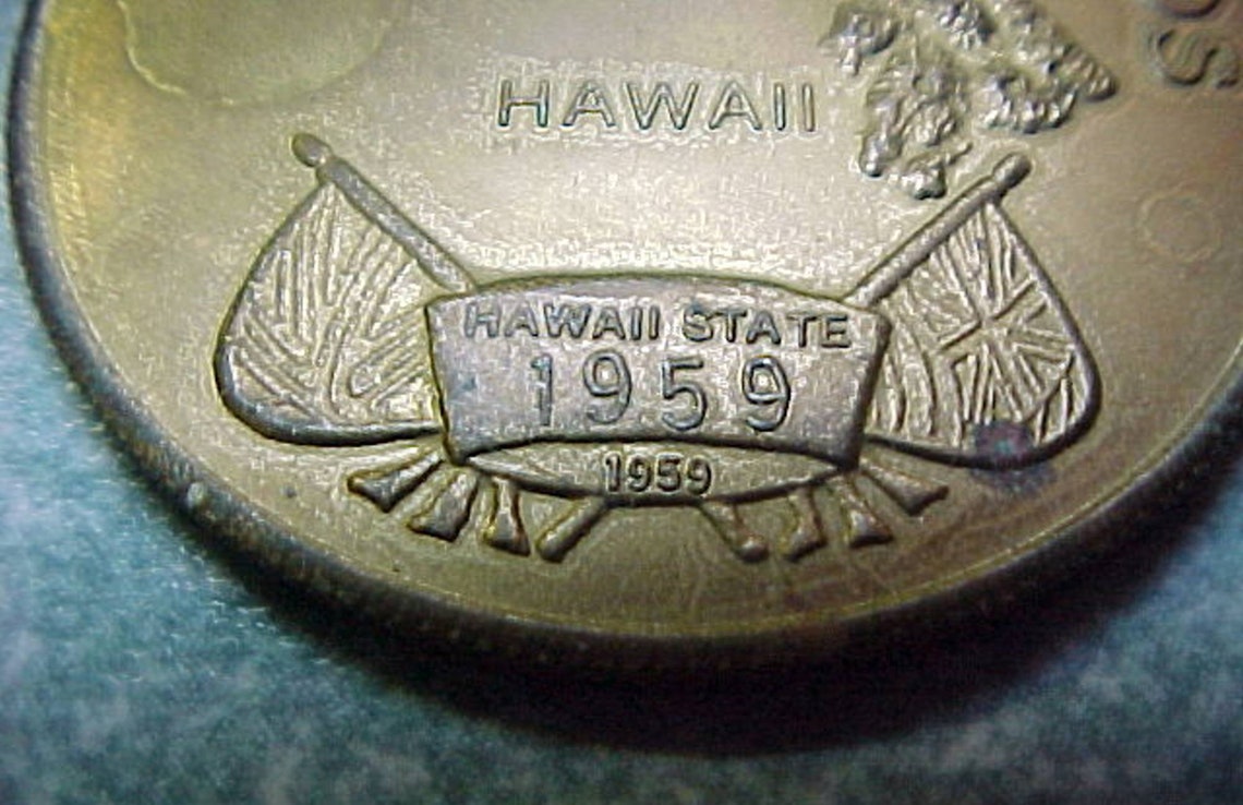 1959 Historical Hawaii Hawaiian Islands Statehood Medal Reeded | Etsy