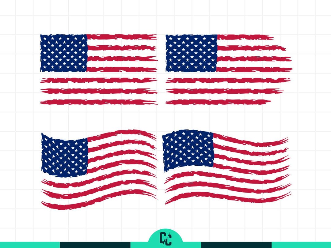 Distressed American Flag SVG Bundle, 4th of July Svg, Tattered USA Flag ...